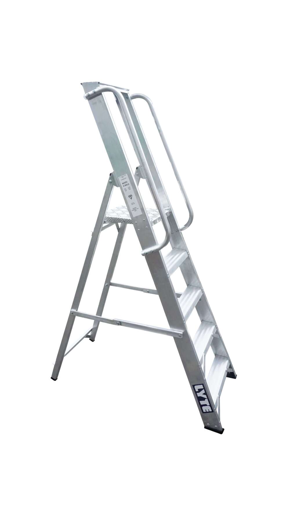 Lyte Industrial 5-Tread Aluminium Platform Ladder with Handrails (NESP ...