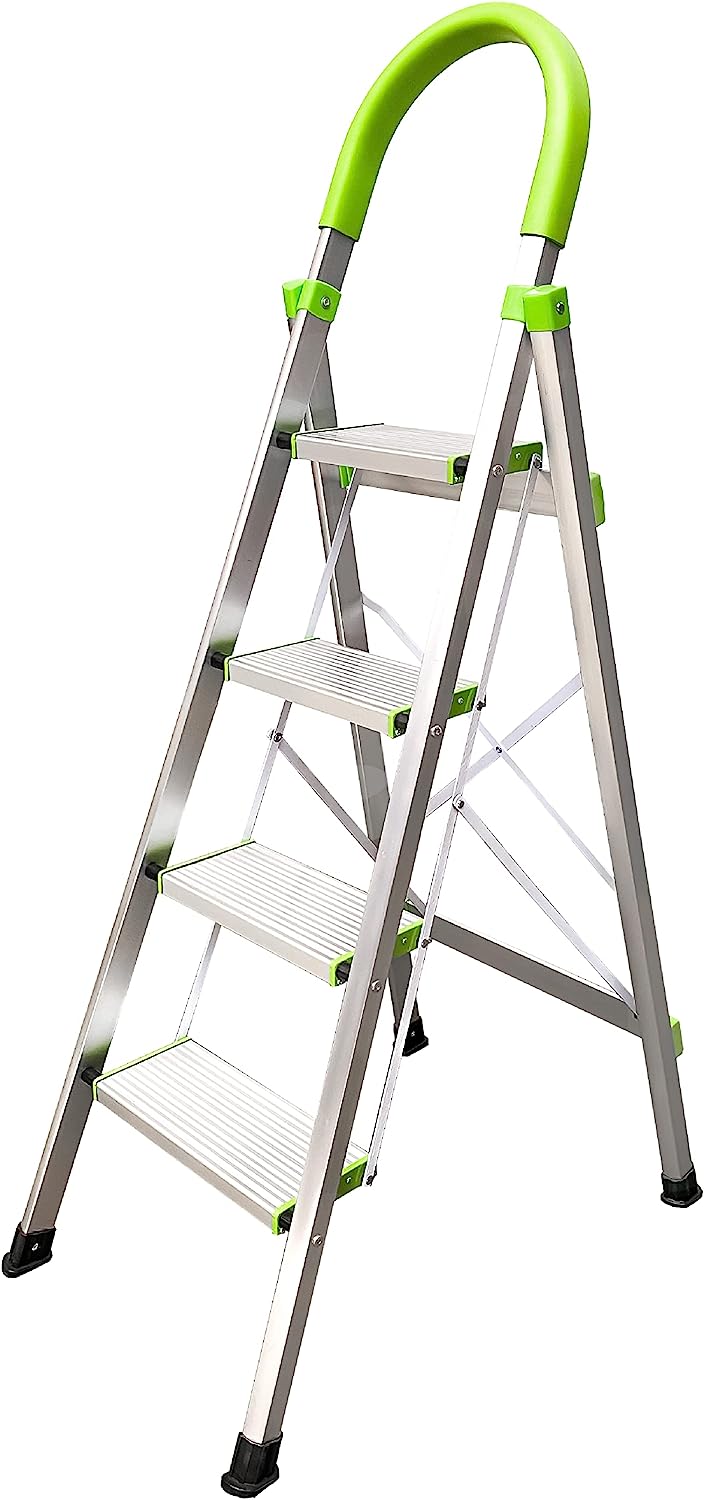 Aluminium 4 Step Ladder, Non-Slip Deep Steps, 150kg, 2-Year Warranty ...